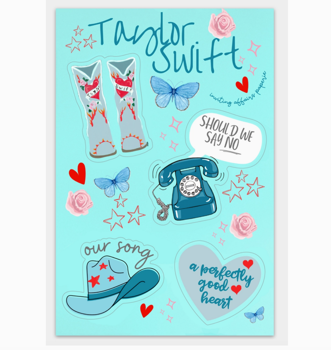T.S Album Sticker Sheet (Taylor Swift) – Ivy & Bugz